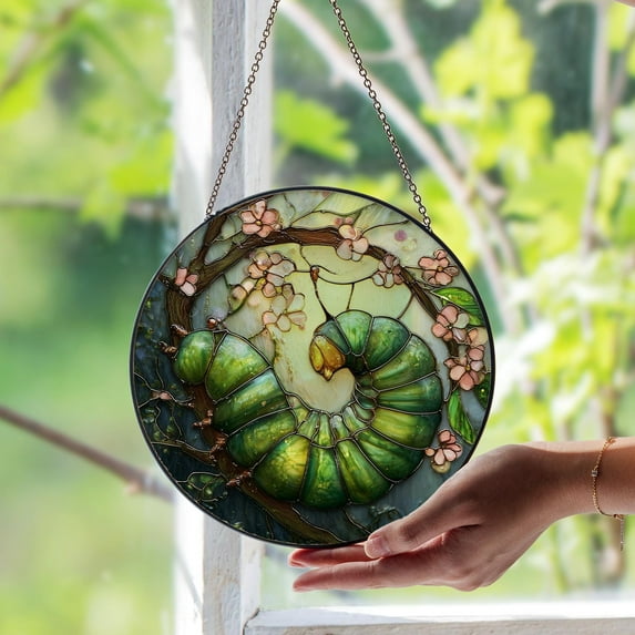 Caterpillar Stained Glass Window Suncatcher – Colorful Insect Glass Sun ...