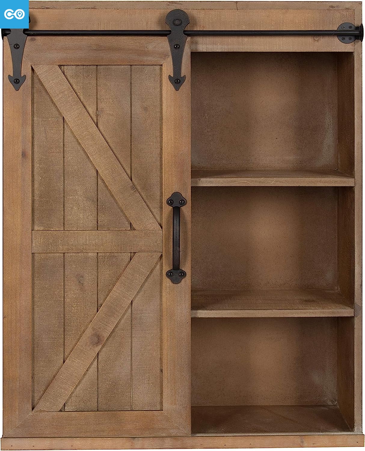 Cates Wood Decorative Wall Storage Cabinet with Sliding Barn Door ...
