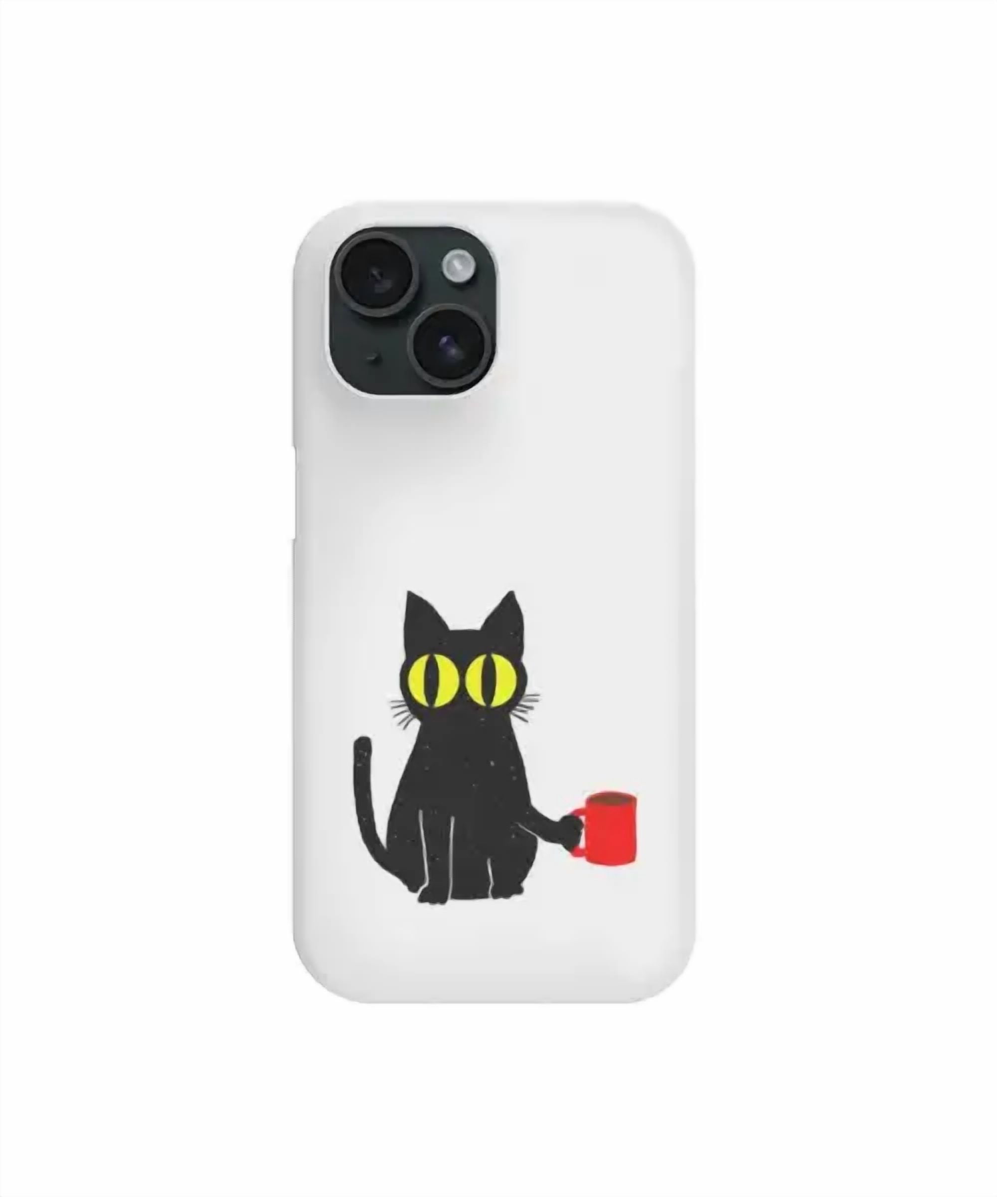 Catfeine Funny Cat Coffee Pun Pet Art Phone Case for iPhone 16 15 14 13 ...