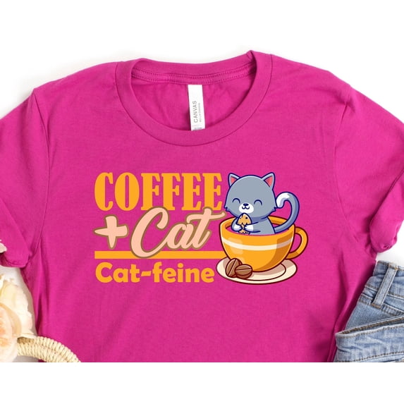 Catfeine TShirt Funny Coffee Cat Unisex Tee - Walmart.com