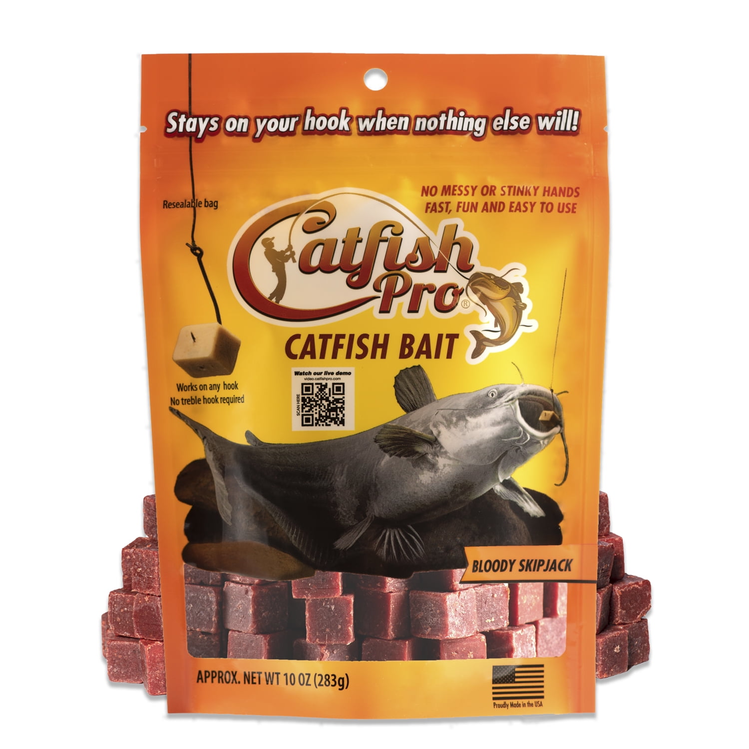 Catfish Pro Bloody Skipjack Catfish Bait Fishing with Rod Reel Trotline ...