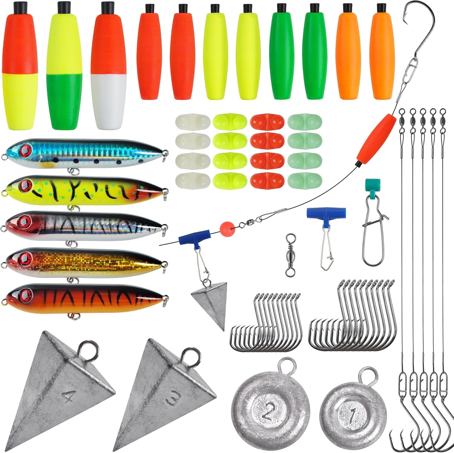 VanRolldex Catfish Rig Making Kit 91pcs with Floats Hooks Weights ...