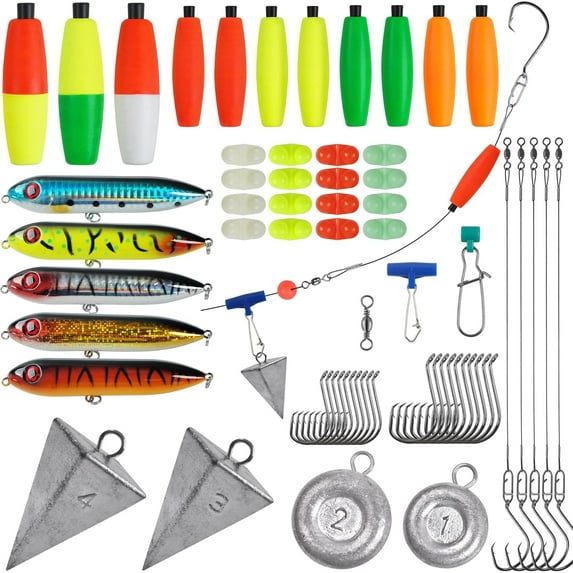 VanRolldex Catfish Rig Making Kit 91pcs with Floats Hooks Weights ...