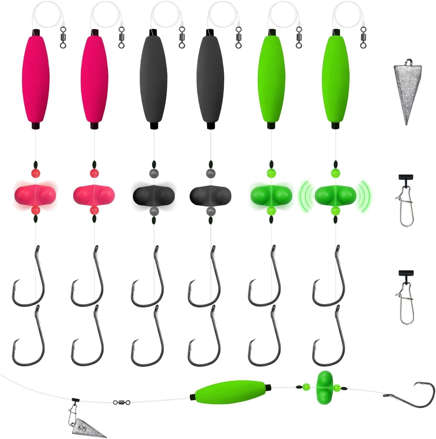 Catfish Rigs Set – 6 Pre-Tied Float and Sinker Slider Rigs, Santee Rig ...