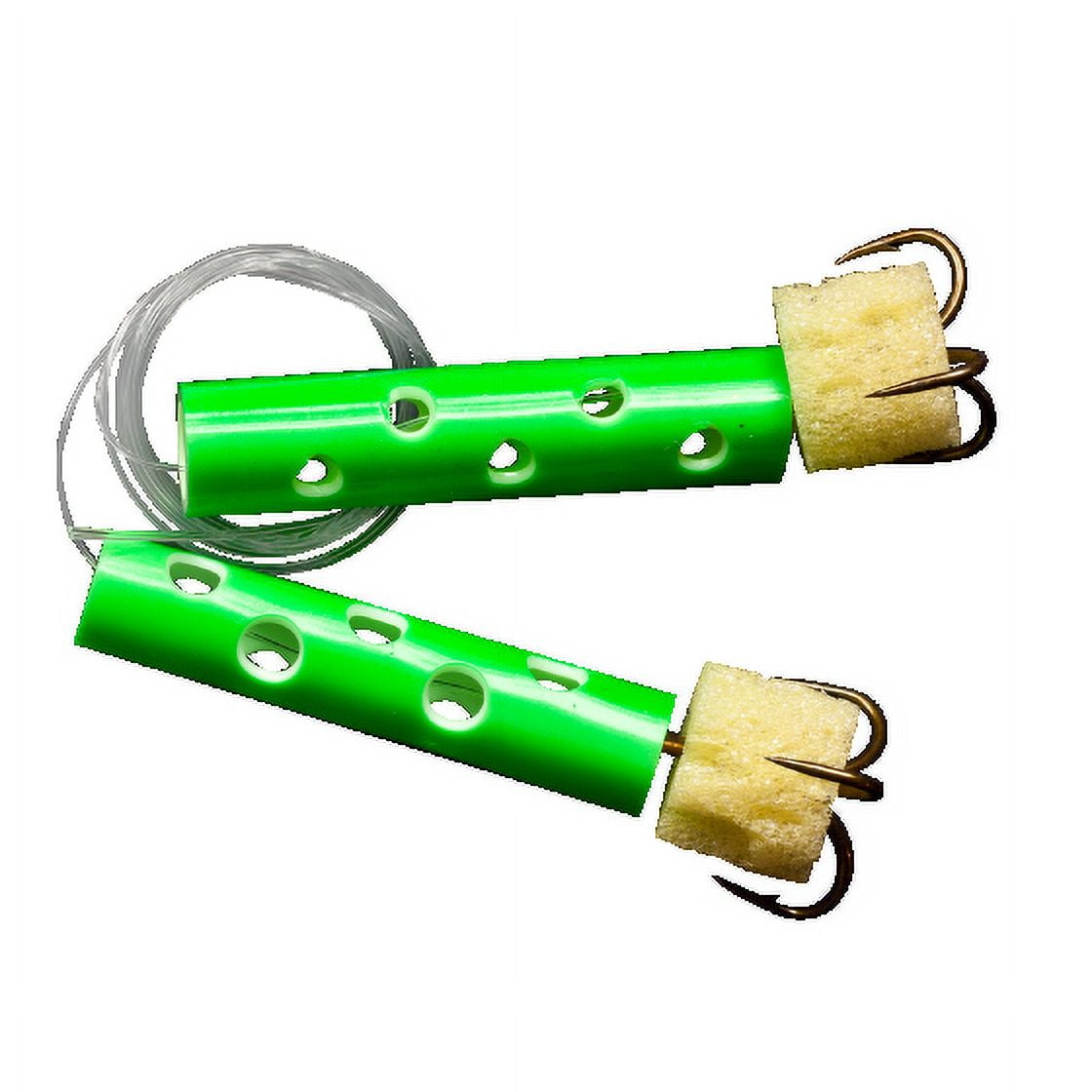 Catfish Sticky Worm - Pre-Tied - #4 Treble Hook - Green - Walmart.com