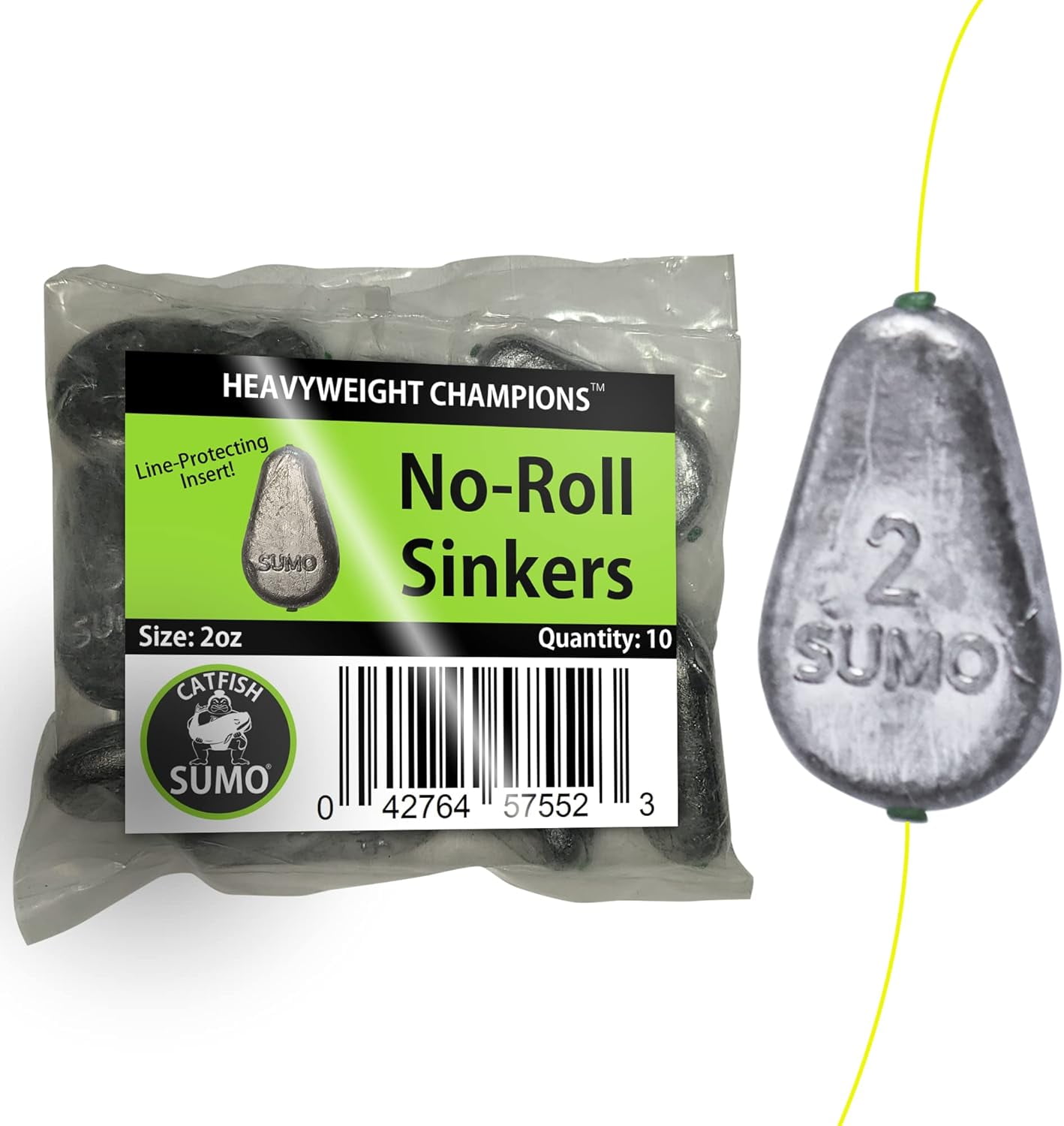 Catfish Sumo Flat No-Roll Lead Sinker Weights with Line-Protecting ...