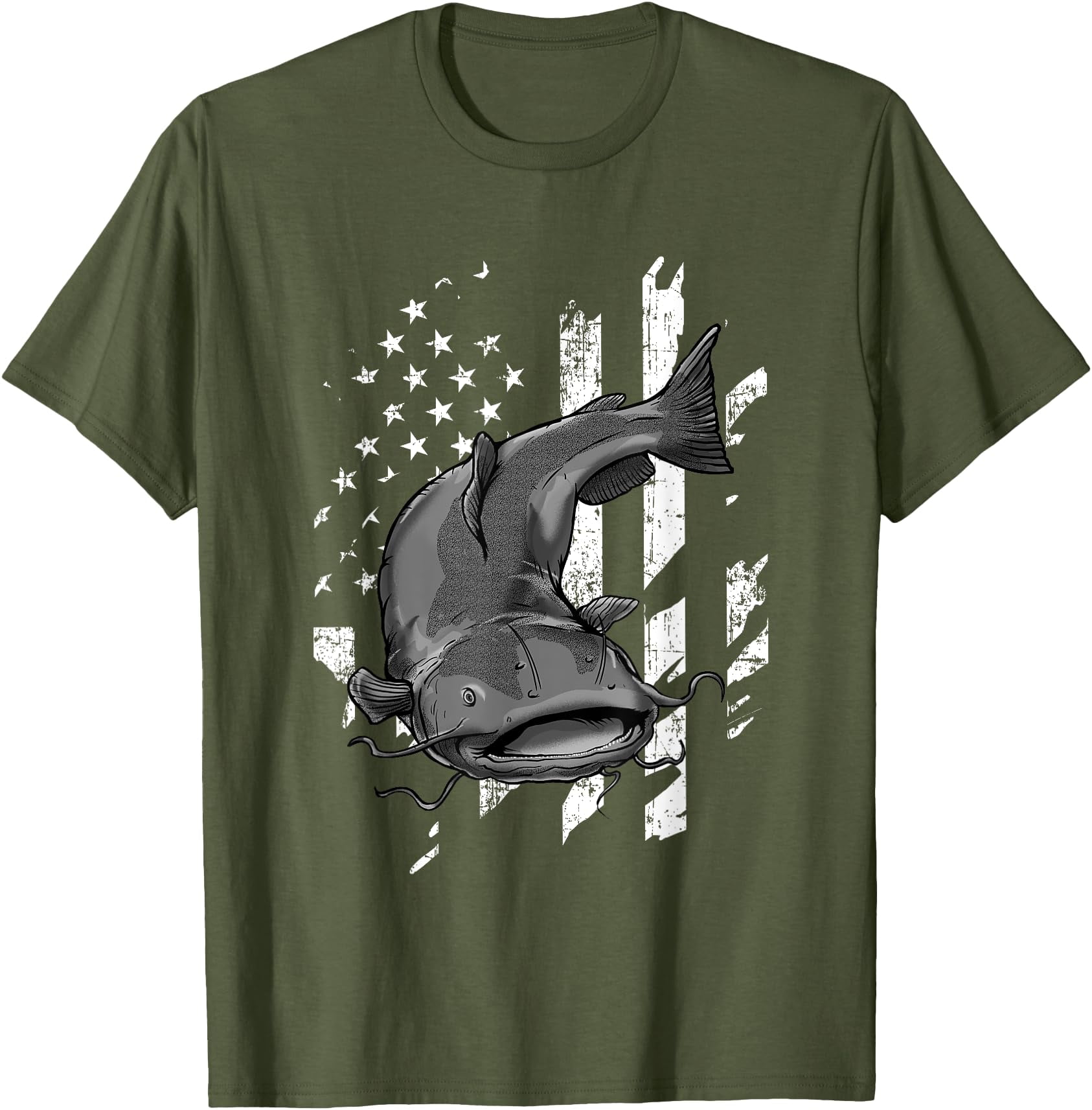 Catfishing American Flag Catfish Angler Fisherman Softstyle Unisex T ...