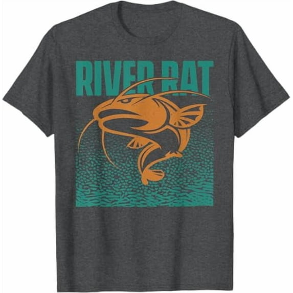 Catfishing Freshwater River Rat Fishing T-Shirt,Dark Heather Grey Color ...
