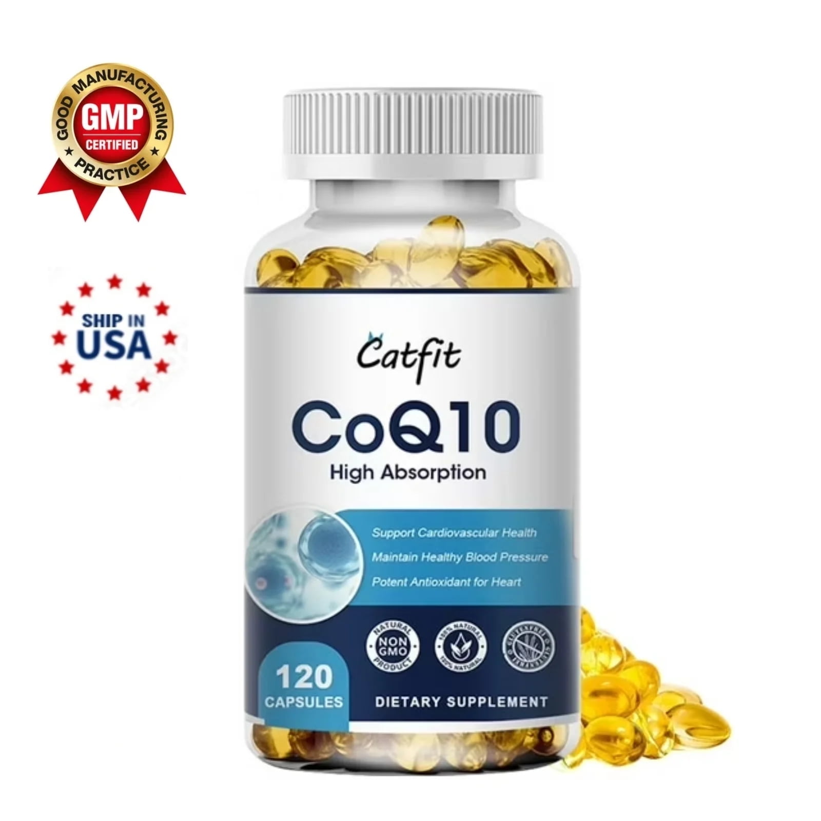 Catfit CoQ-10 Capsules High Absorption | Coenzyme Q10 Support Heart Healthy Antioxidant ...