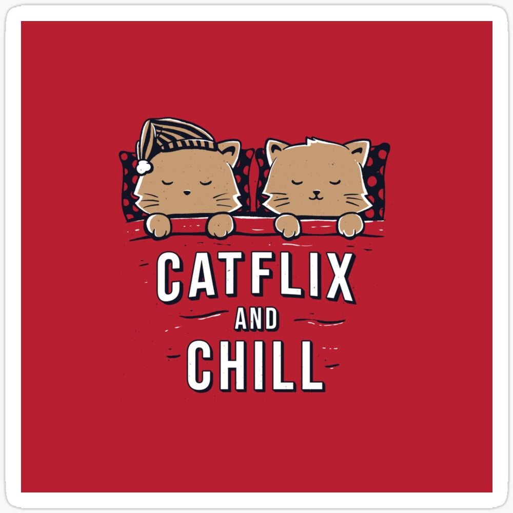 Catflix And Chill Sticker Phone Decal Water Bottle Stickers Car Decals ...