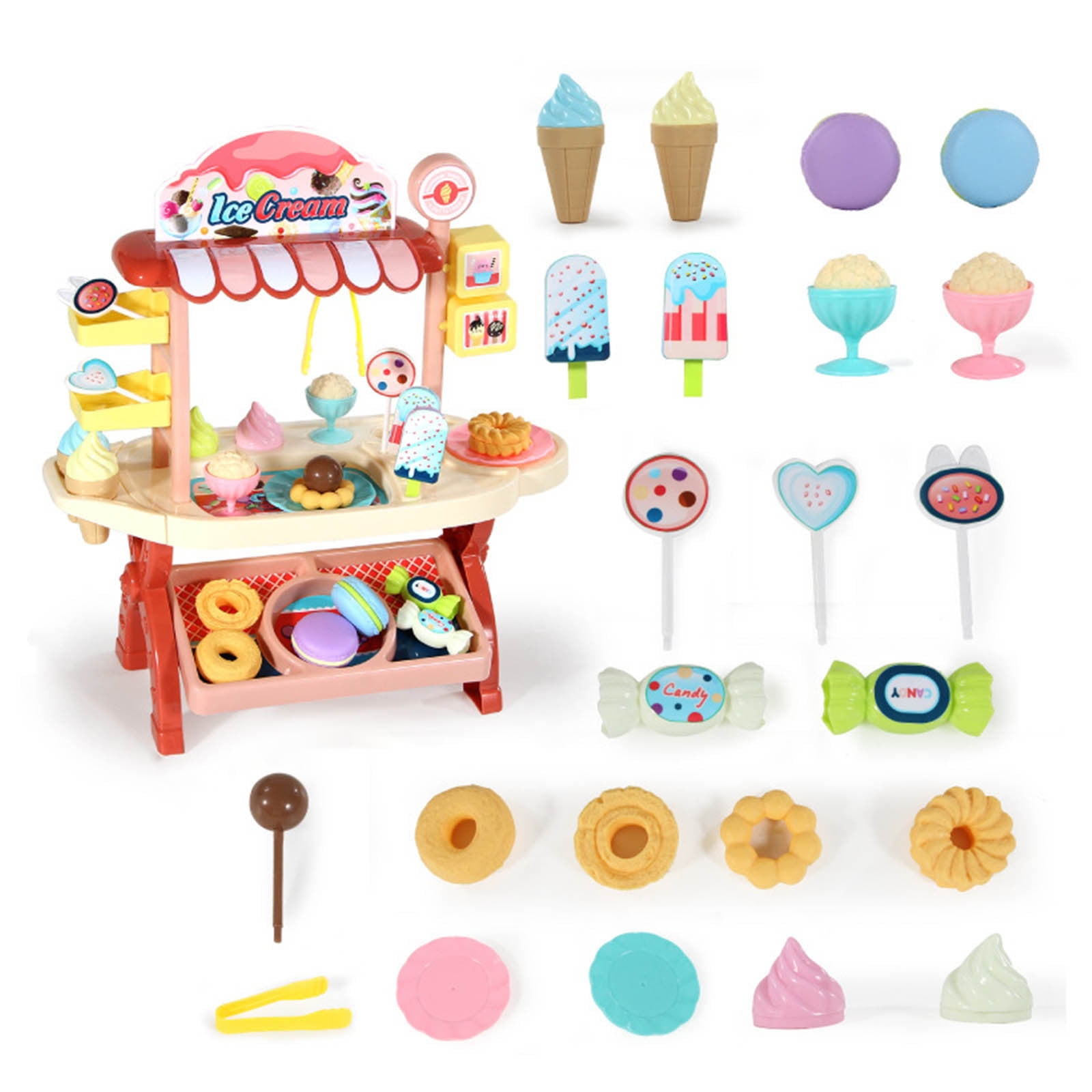 Catgeta 42 PC Ice Cream Cart Toys for Kids - Playdough Ice Cream Sets ...