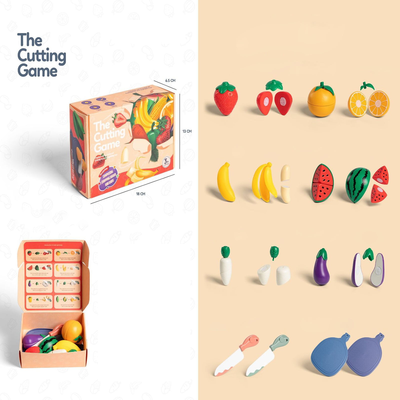 Catgeta 8pcs Pretend Food Play Food Cutting Set For Kids,Cuttable ...