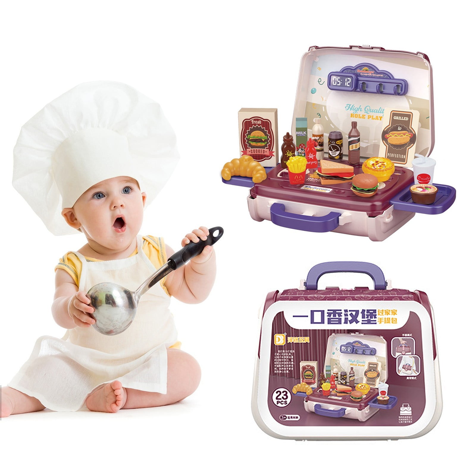 Catgeta Children's Toys,8.66x7.87x3.35 Fast Food Kitchen Playset ...