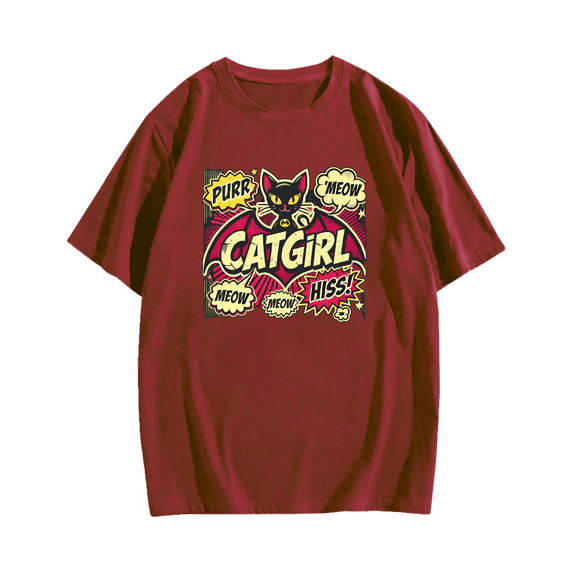 Catgirl Retro Cotton casual T-shirt - Walmart.com