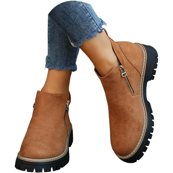 Cathalem Ankle Boots for Women Low Heel,Women's Ankle Boots Chunky ...