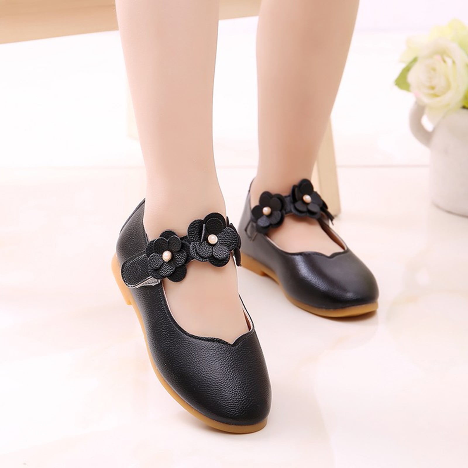 Cathalem Baby Size 4 Shoes Girl Dance Flower Shoes Student Soft Solid ...