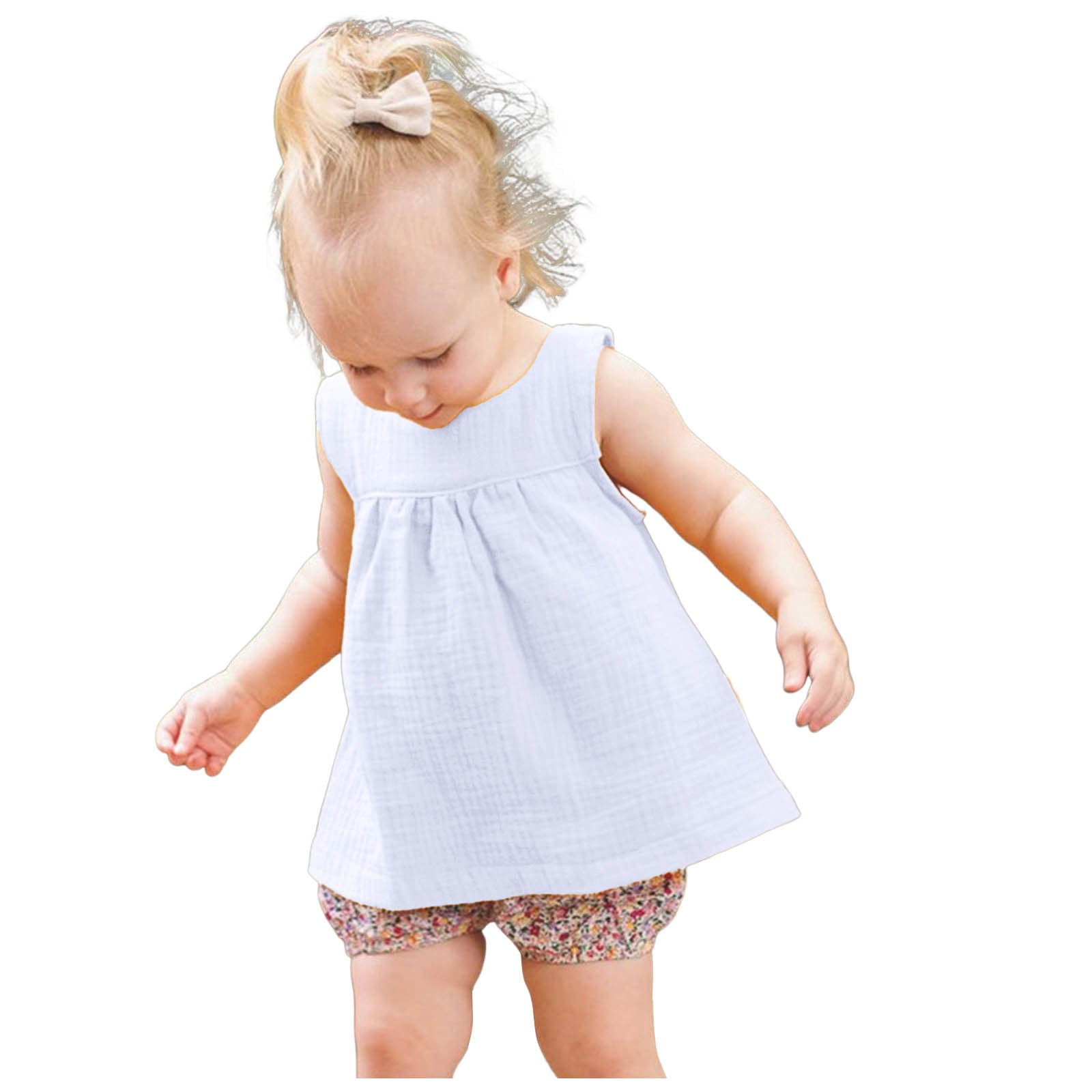 Cathalem Baby Toddler Girls Sleeveless Fashion Tank Top (White,2-3 ...