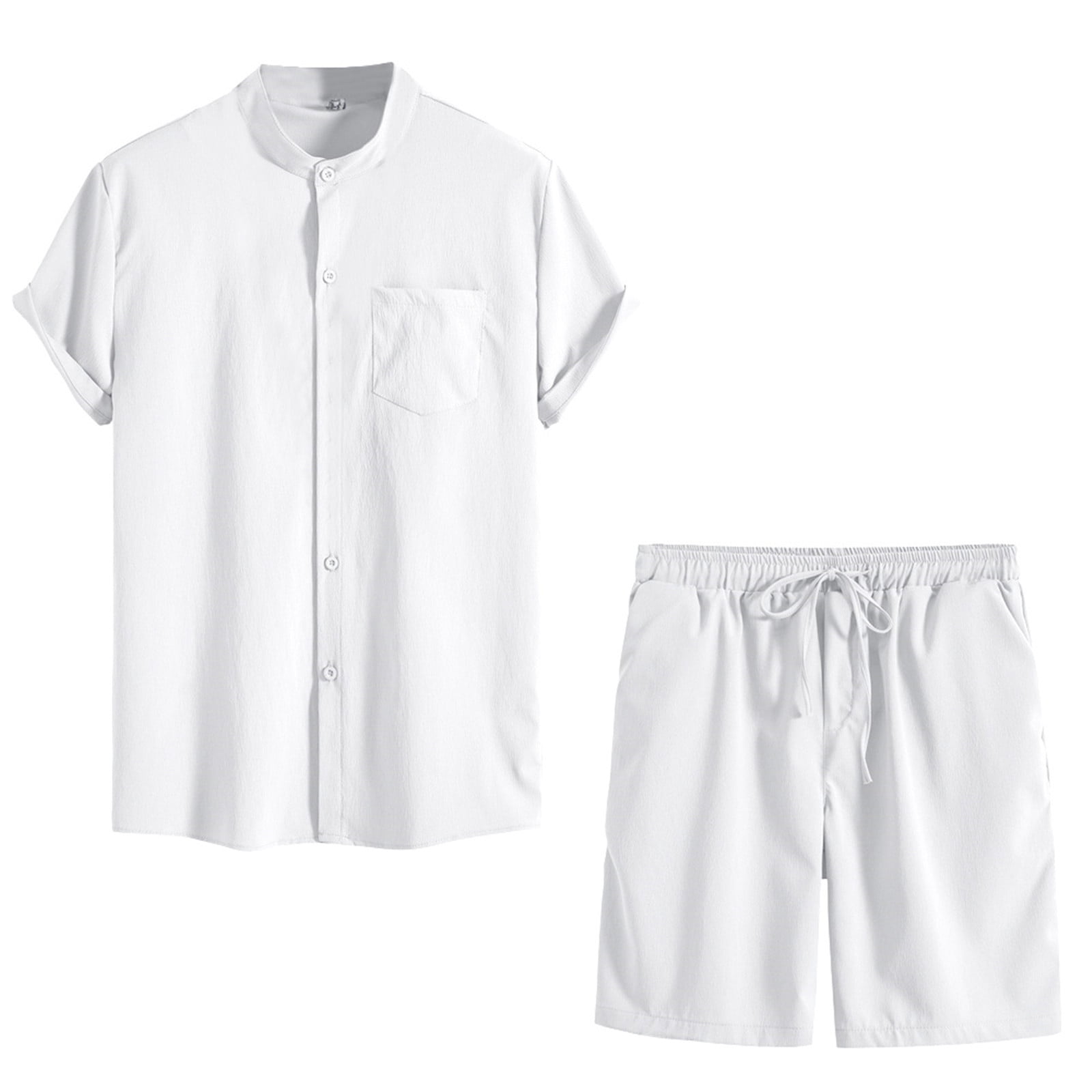Cathalem Big And Tall Summer Outfits For Men Shirts Shorts Workout Set