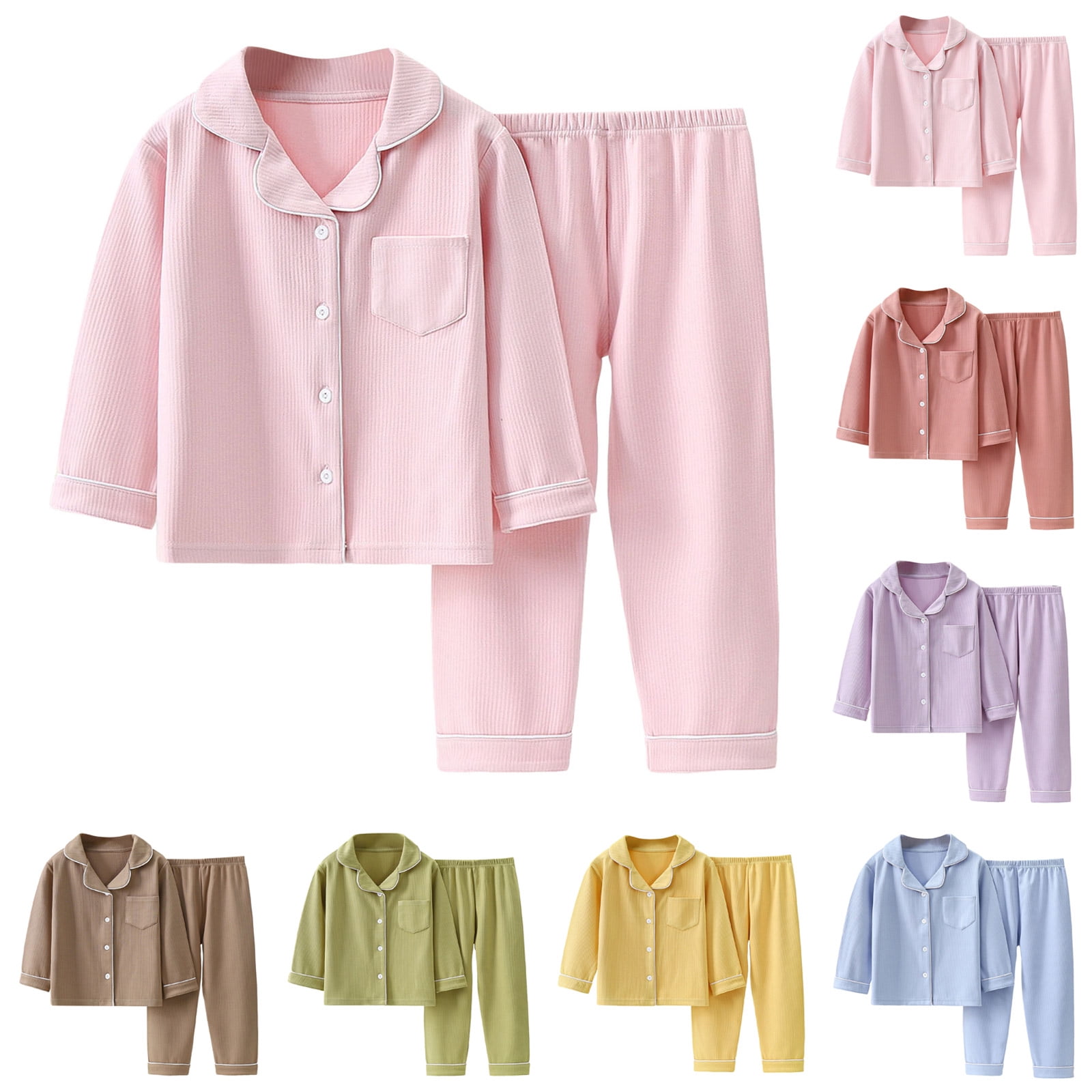 Cathalem Boys Cotton Long Sleeve Pajamas Toddler Kids Sleepwear Clothes ...