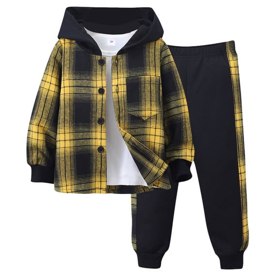 Cathalem Boys Pieces Kids Plaid Color Front Button Down Hoodie ...