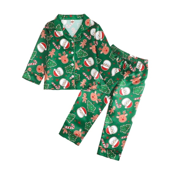 Cathalem Christmas Toddler Baby Girl Boy Silk Satin Pajamas Set Button ...
