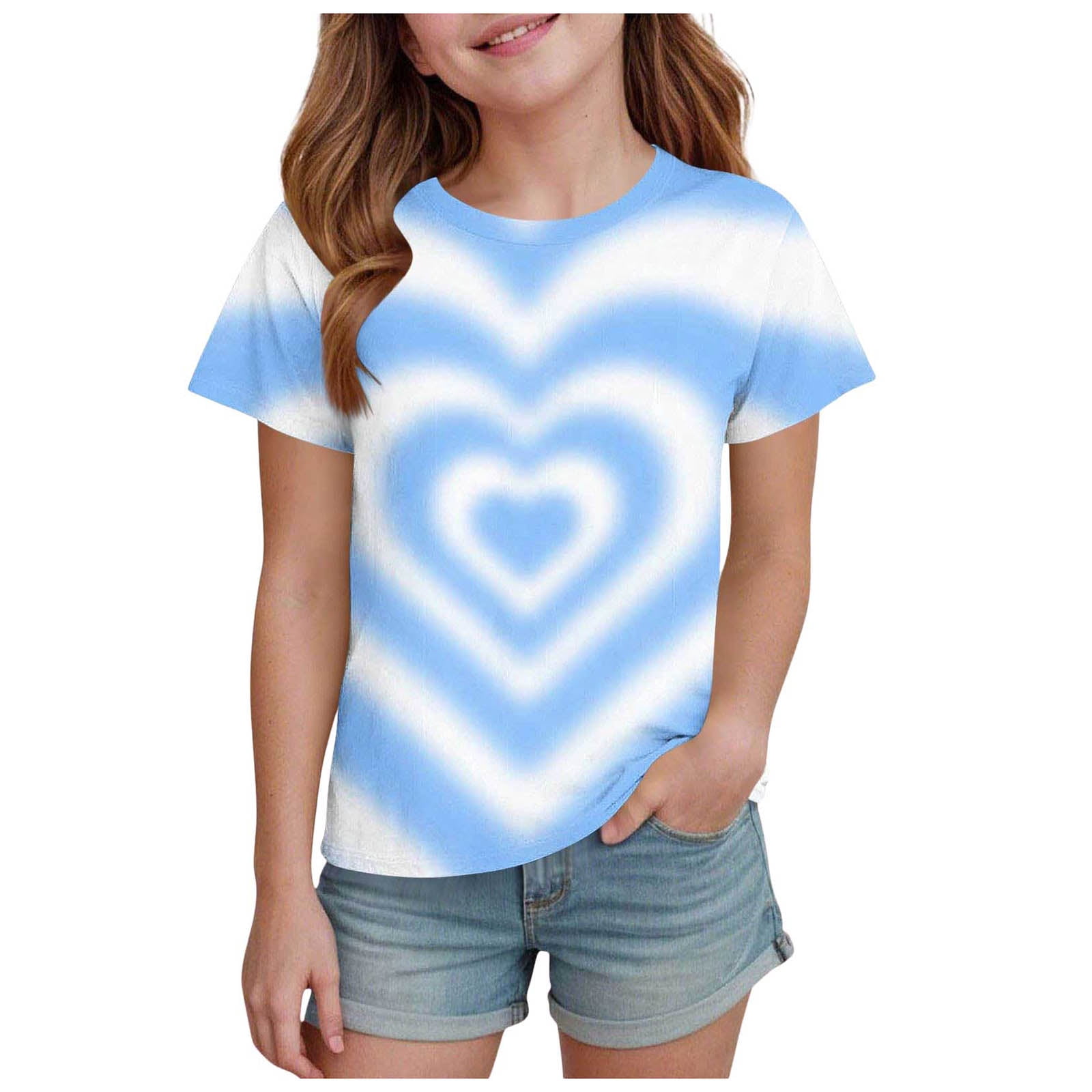 Cathalem Cute Summer Tops Girls Galaxy Space Print Petite Shirts Casual ...