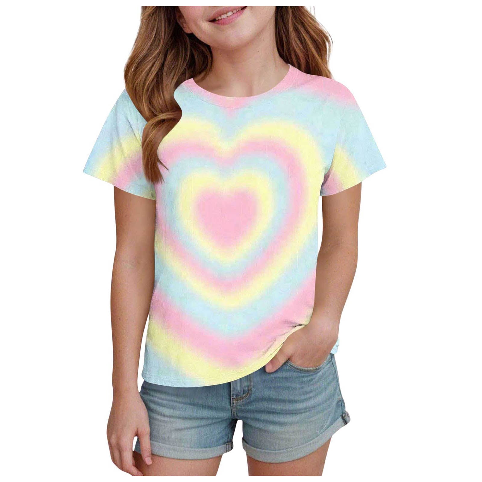 Cathalem Cute Summer Tops Girls Galaxy Space Print Petite Shirts Casual ...