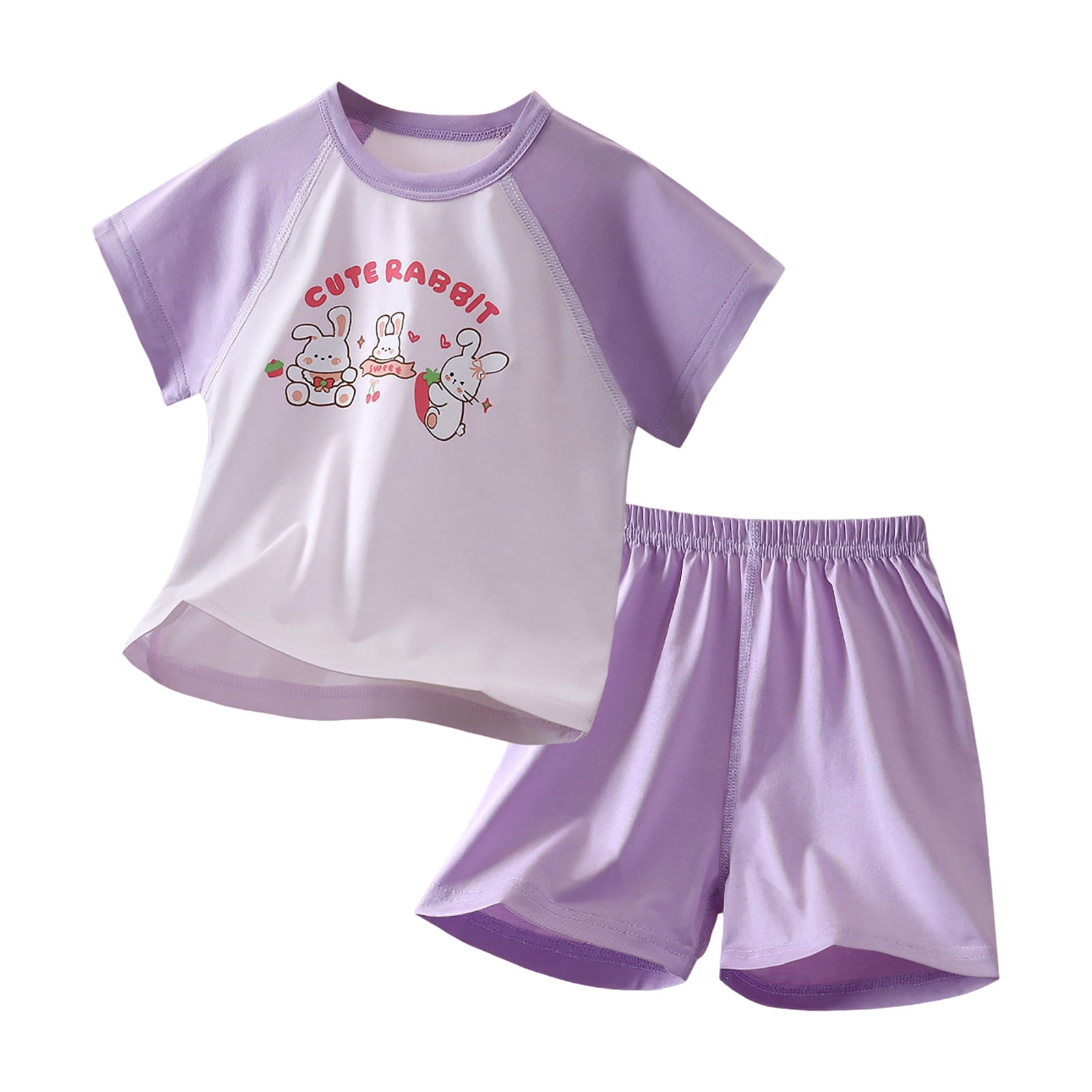 Cathalem Girl's Summer Pajamas Striped Short Sleeve Sets - Walmart.com