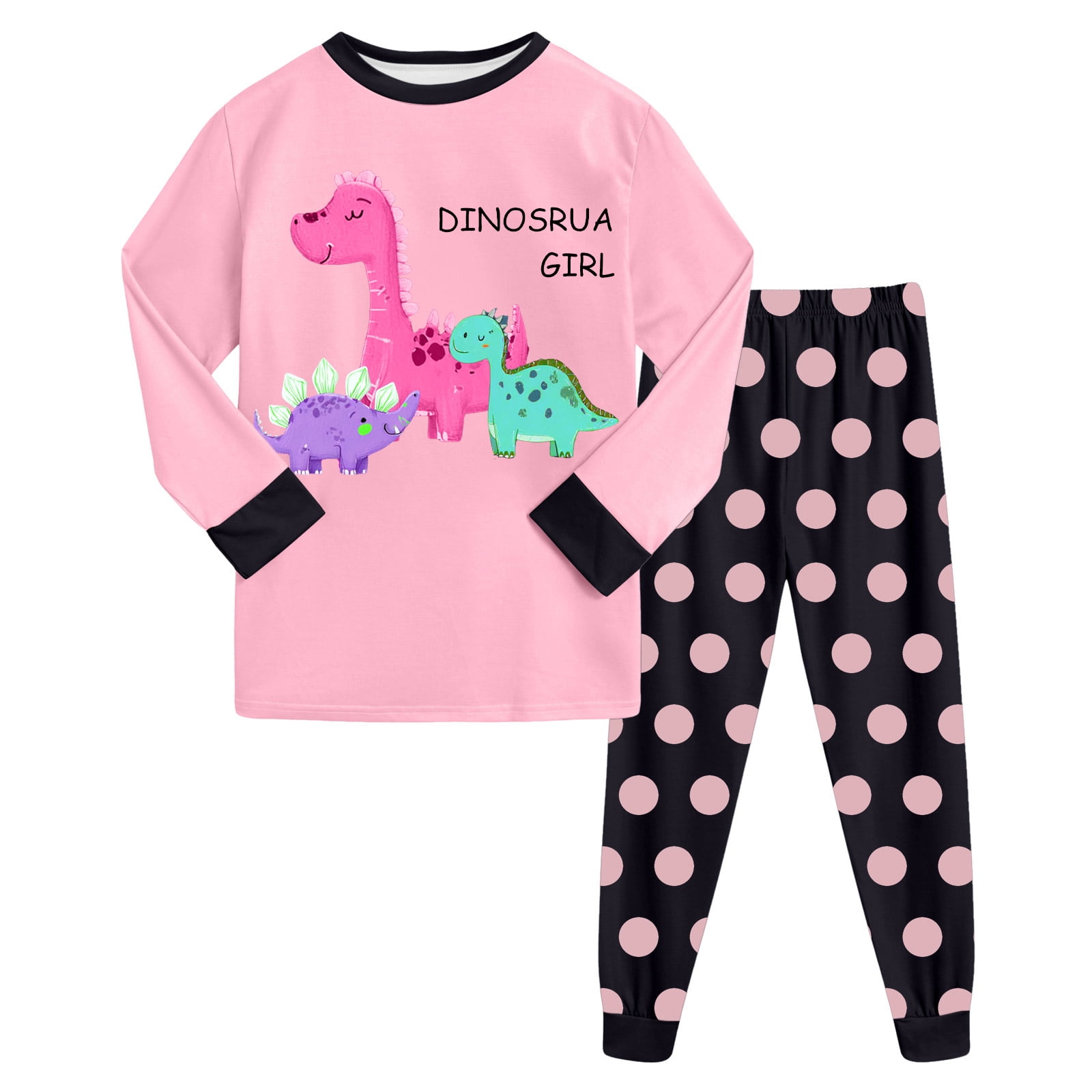 Cathalem Girls Dinosaur Pajamas Long Sleeve Sleepwear Pajama Cute ...