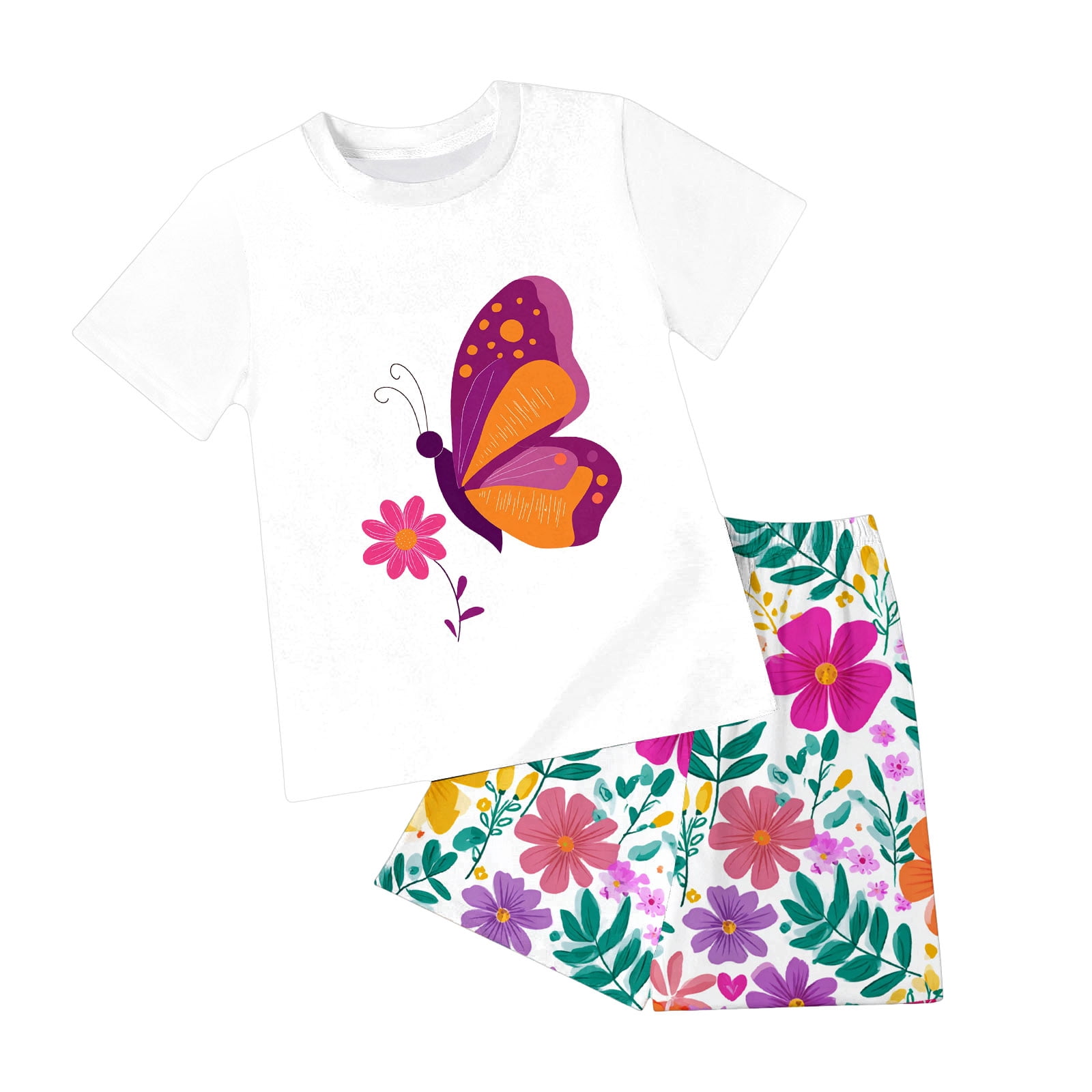 Cathalem Girls Short Sets Cotton 2 Summer Outfit Toddler Girl Top ...