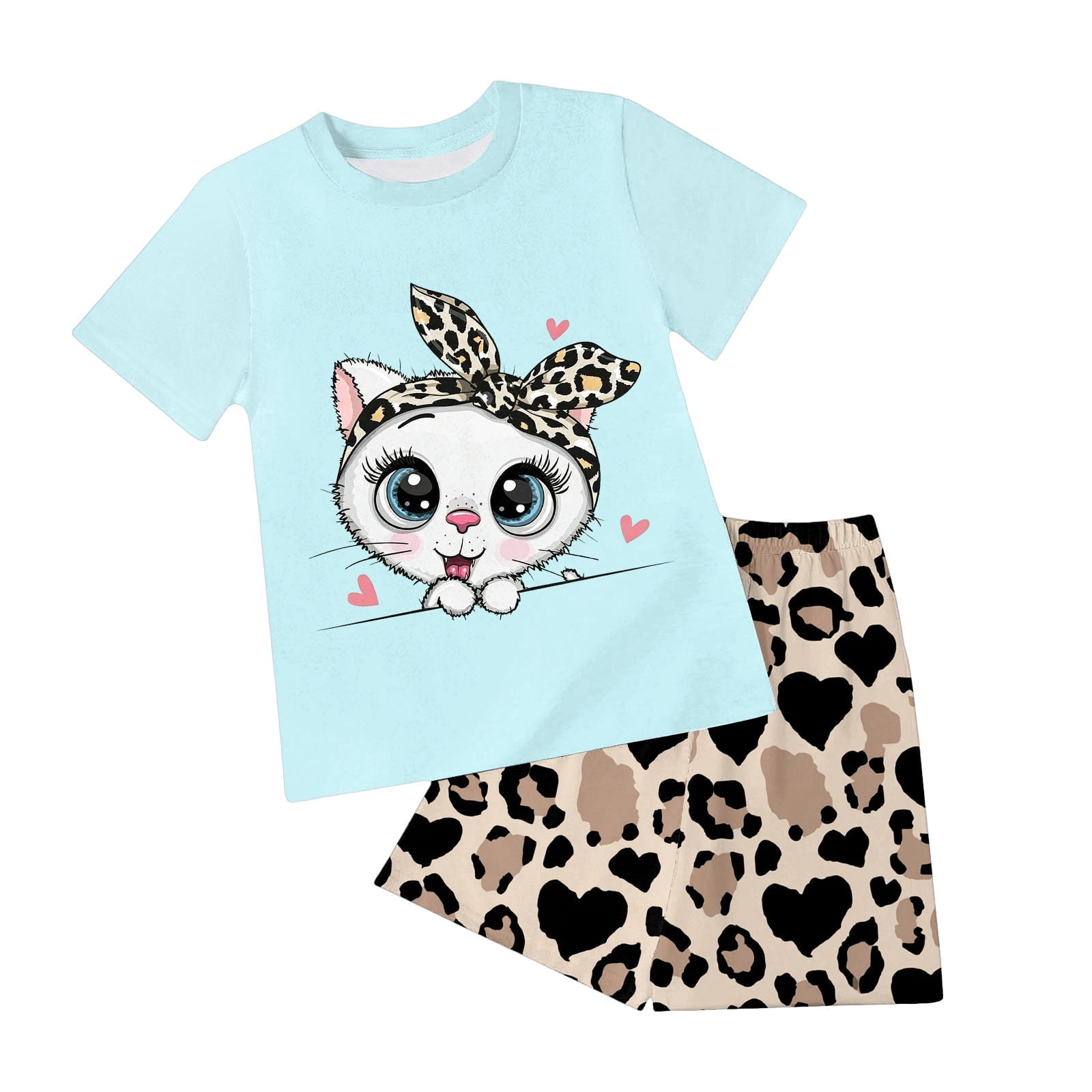 Cathalem Girls Short Sets Cotton 2 Summer Outfit Toddler Girl Top ...