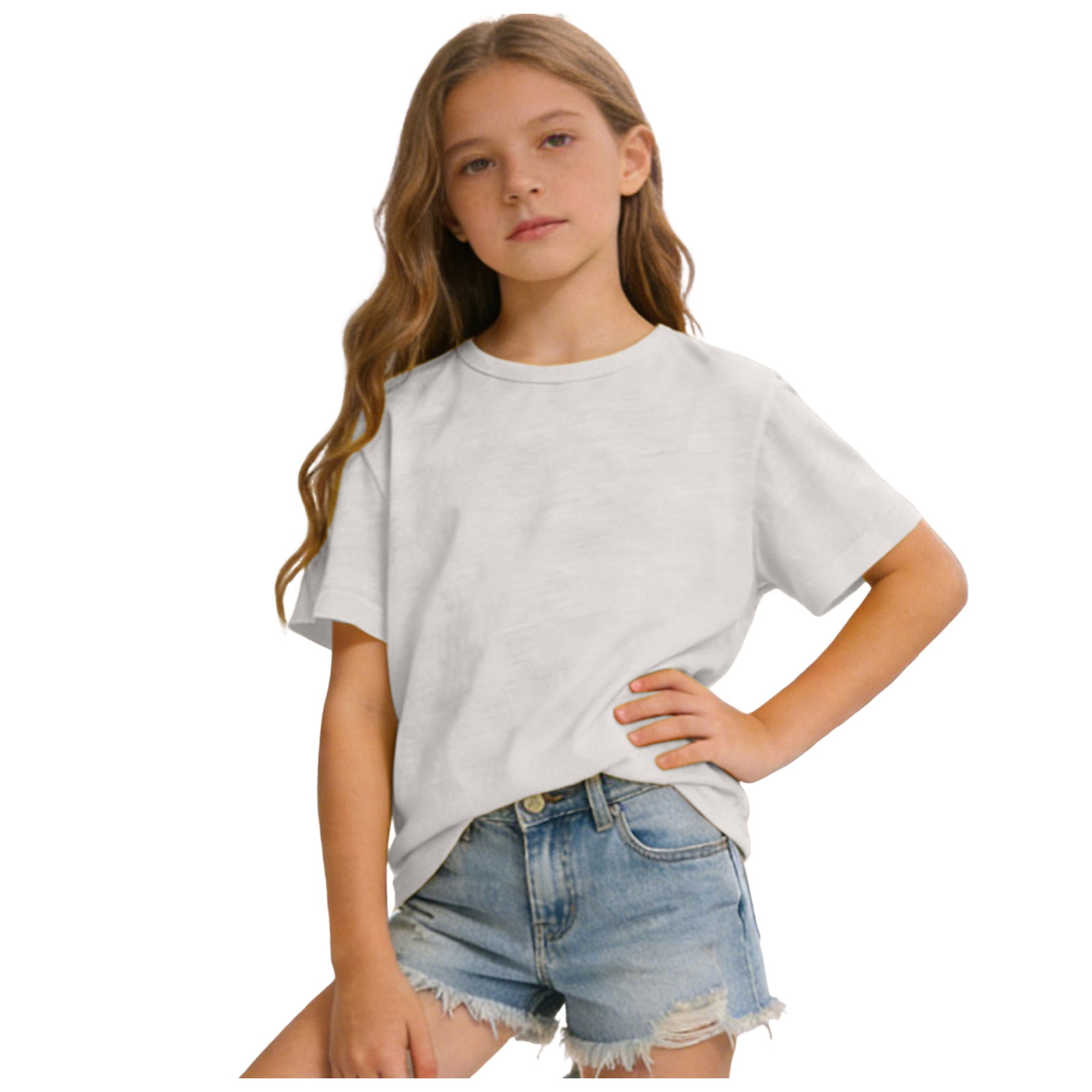 Cathalem Girls Short Sleeve T Shirts Casual Crewneck Fashion Tees Kids ...