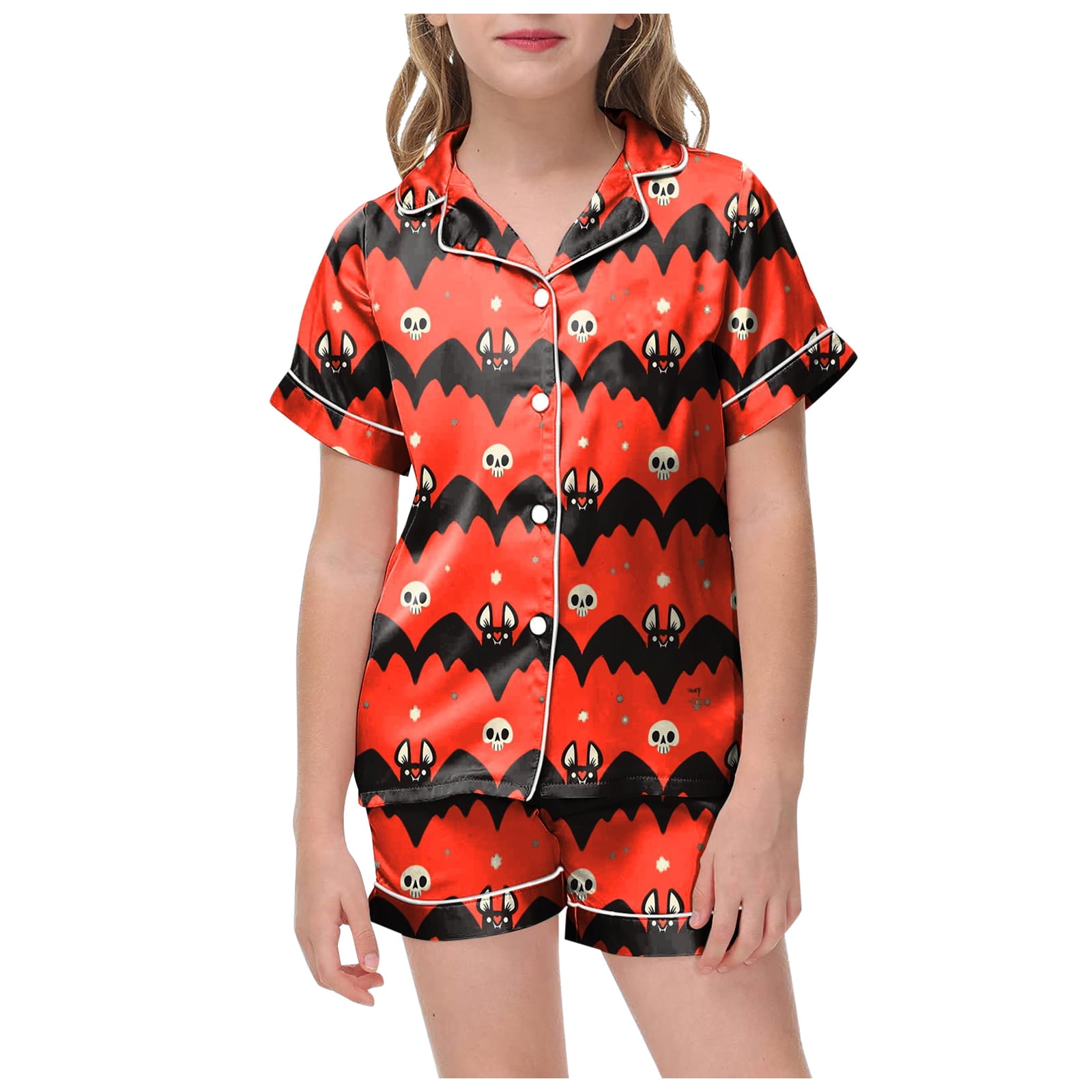 Cathalem Halloween Orange Web Pajamas Pajama Set Satin Summer Pajamas ...