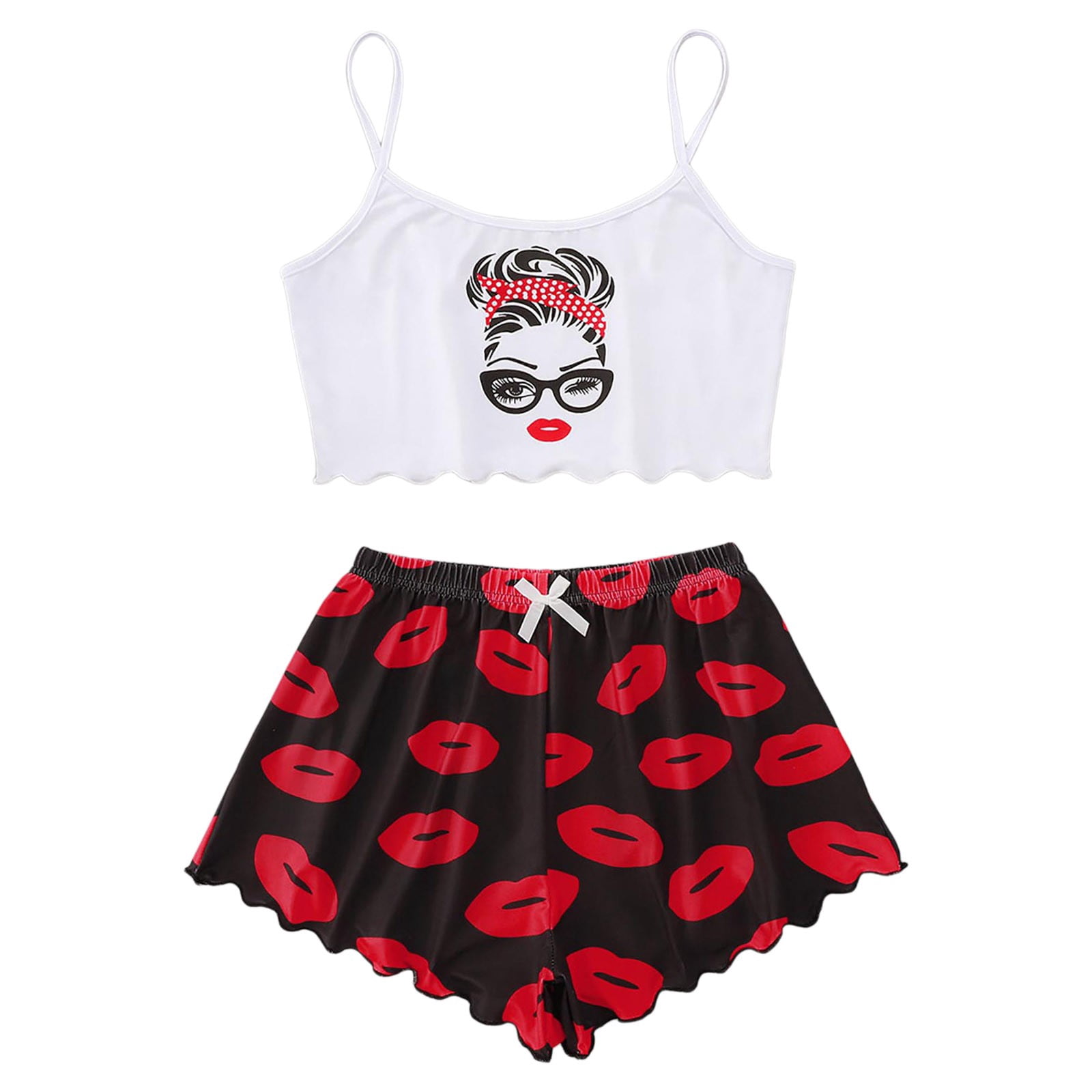 Cathalem Loungewear Sets Women Cami Womens Pajama Set with Pockets ...