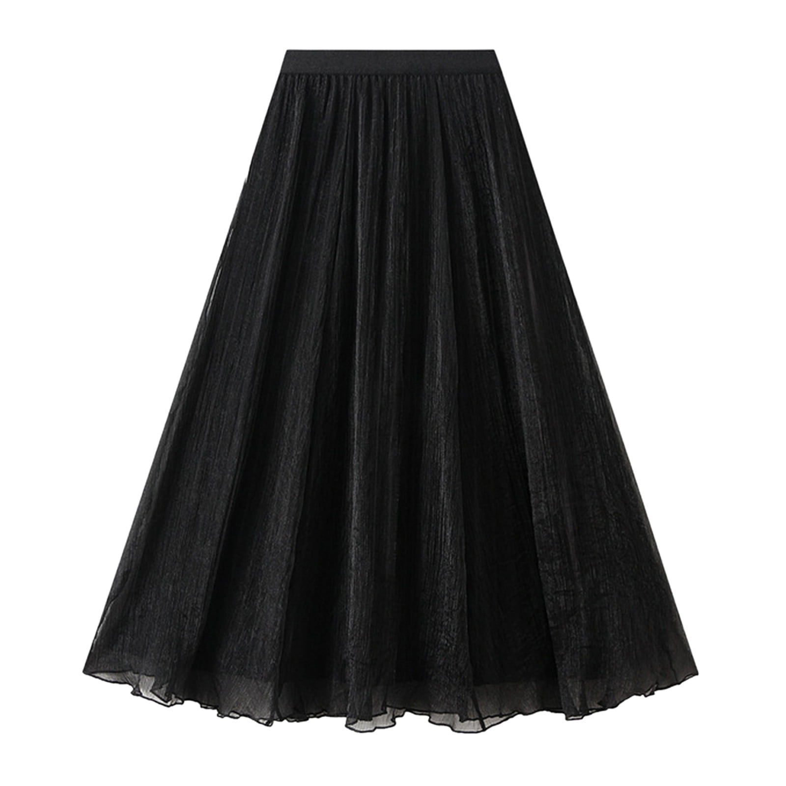 Cathalem Maxi Skirt Women's Chiffon Elastic High Waist Pleated A-Line ...