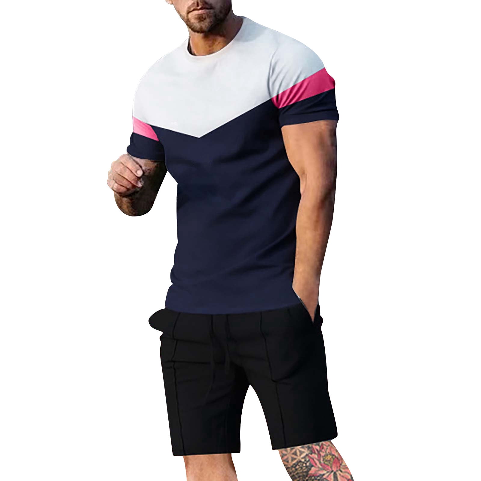 Cathalem Men T Shirts and Shorts Set Men's Set 2 Pieces Lightweight ...