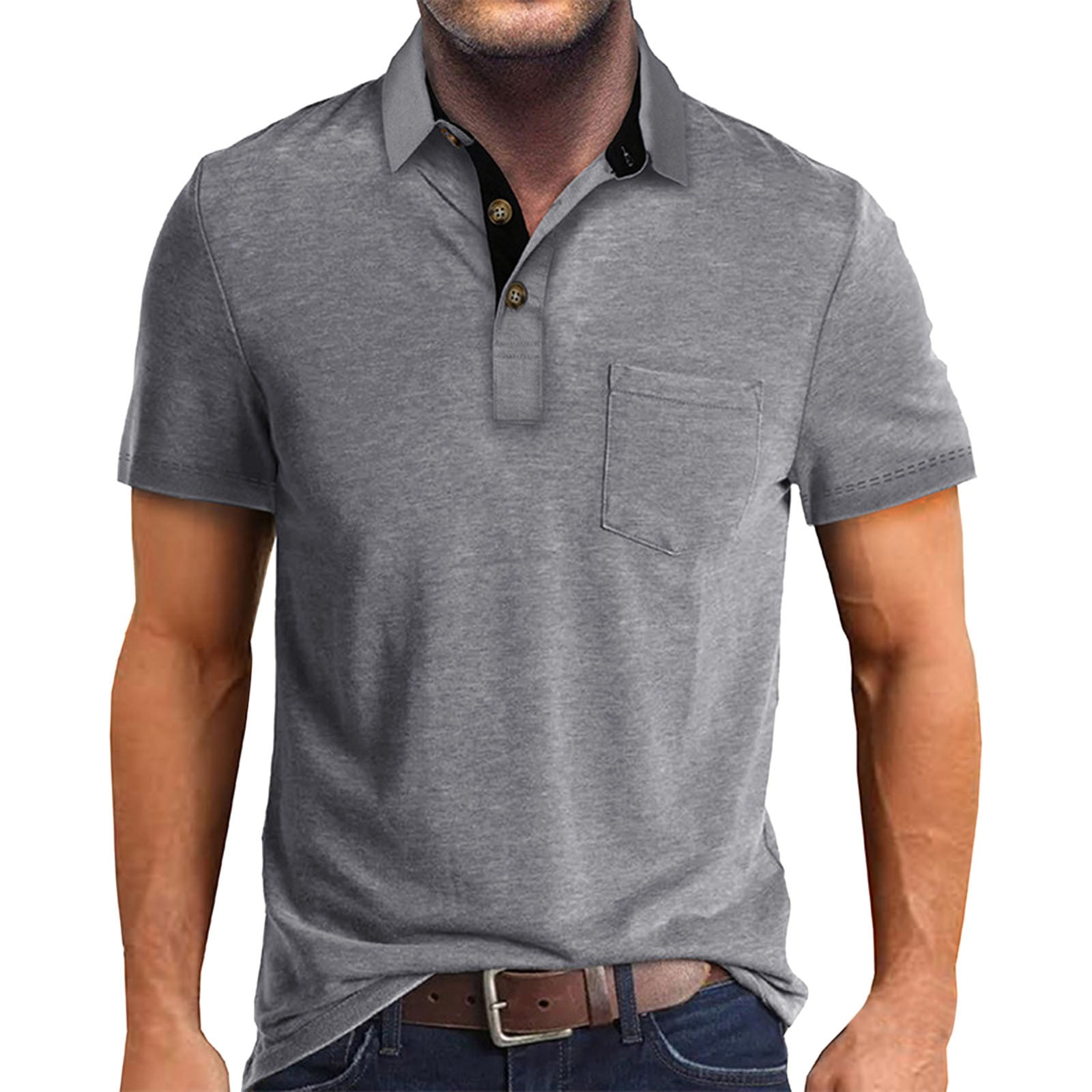 Cathalem Men's Polo Casual Button-Down Shirts Polo Shirts for Men ...