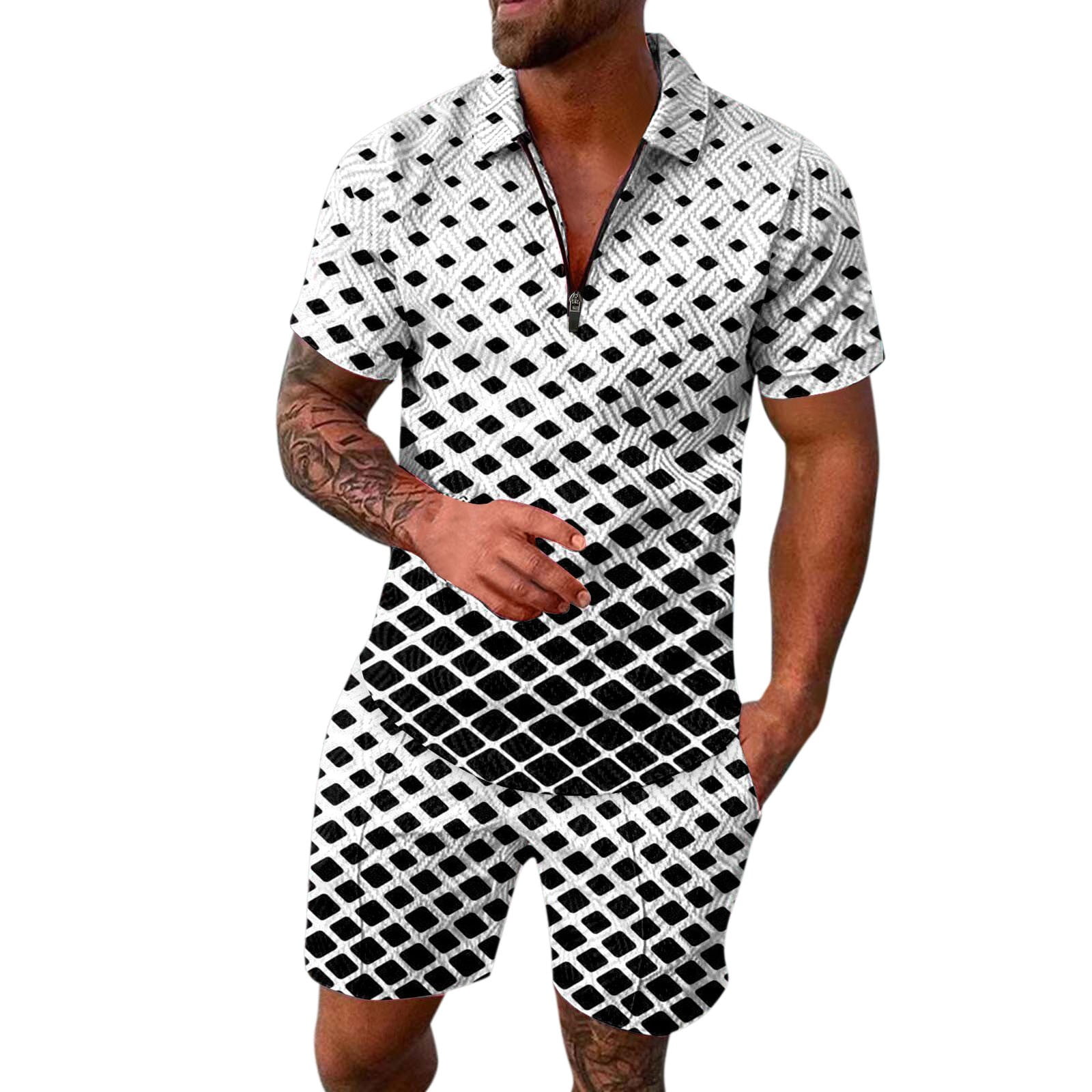 Cathalem Mens Summer Short Sets 2 Piece Outfits Mens Shirt And Shors