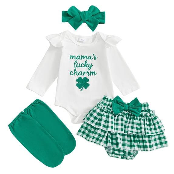 Cathalem My First St.Patrick's Baby Girl Irish Outfits Clover Romper ...