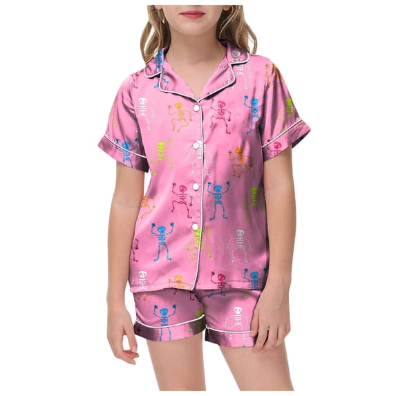 Cathalem Pajamas Satin Pajamas Set Summer Short Sleeve Button-Down ...
