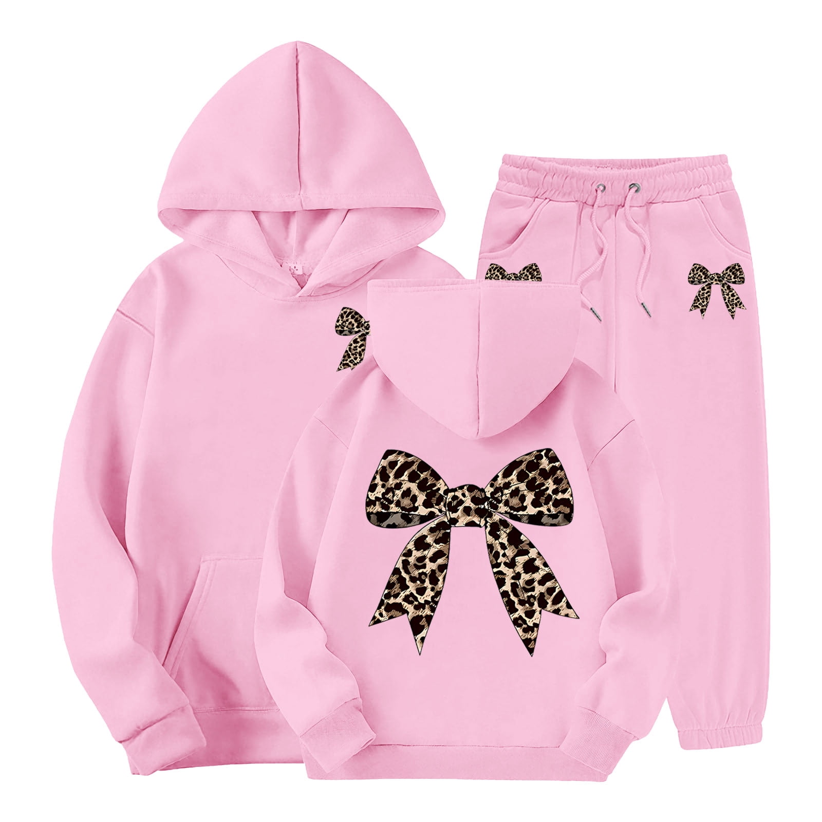 Cathalem Pink Bow Sweatsuit Girl Cute Kids Fall Clothes Graphic Hoodies ...
