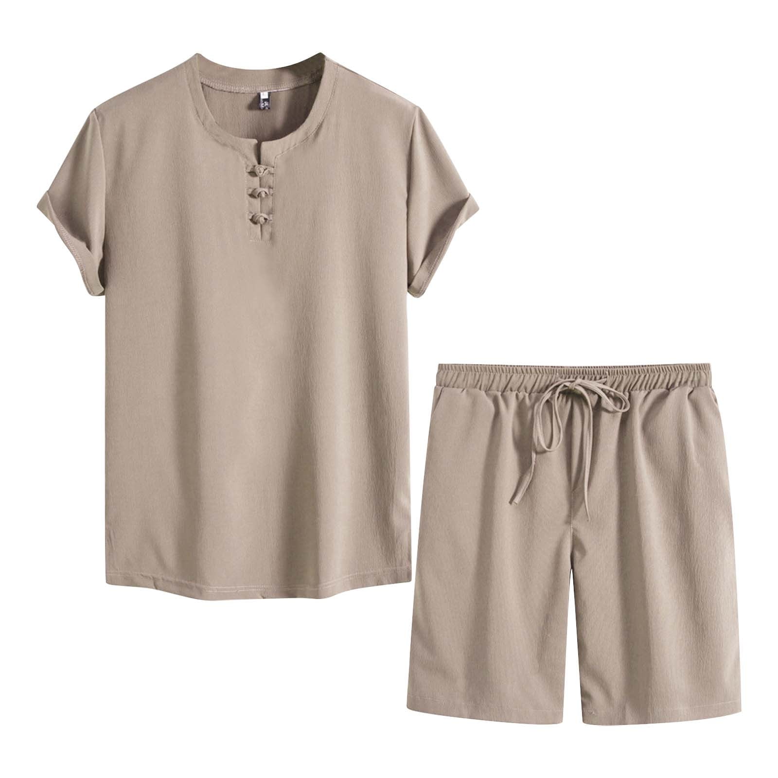 Cathalem Short Sets Men 2 Piece Outfits Vacation Shirts Shorts Workout