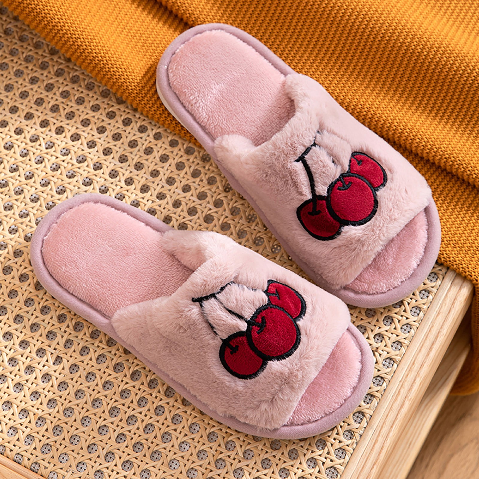 Cathalem Silk Robe And Slippers Set Women Women Fuzzy Memory Foam Flat ...