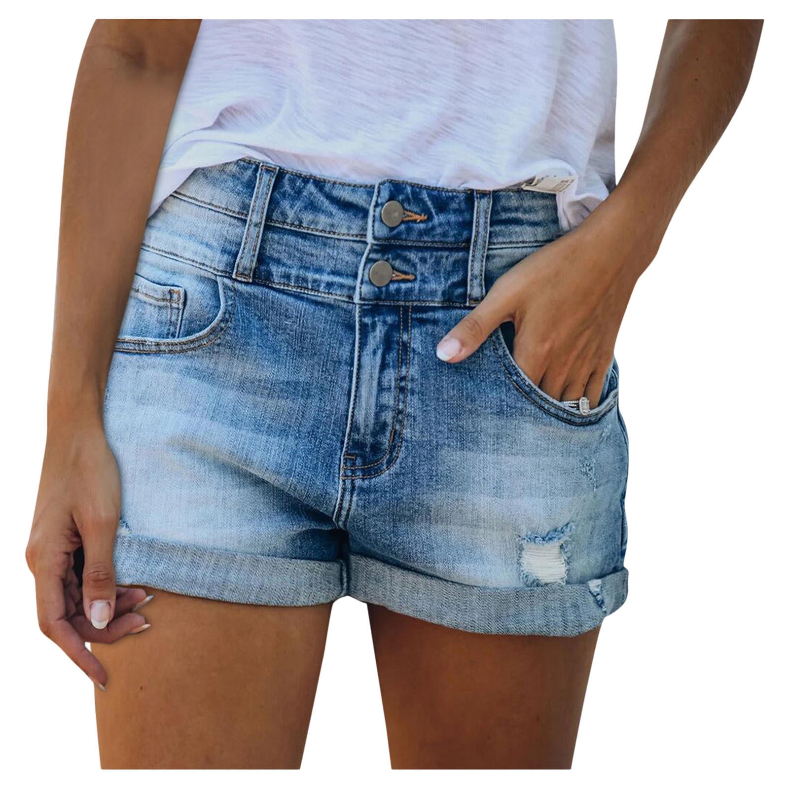 Cathalem Stretch Jean Shorts for Women Plus Size Plus Size Women's ...