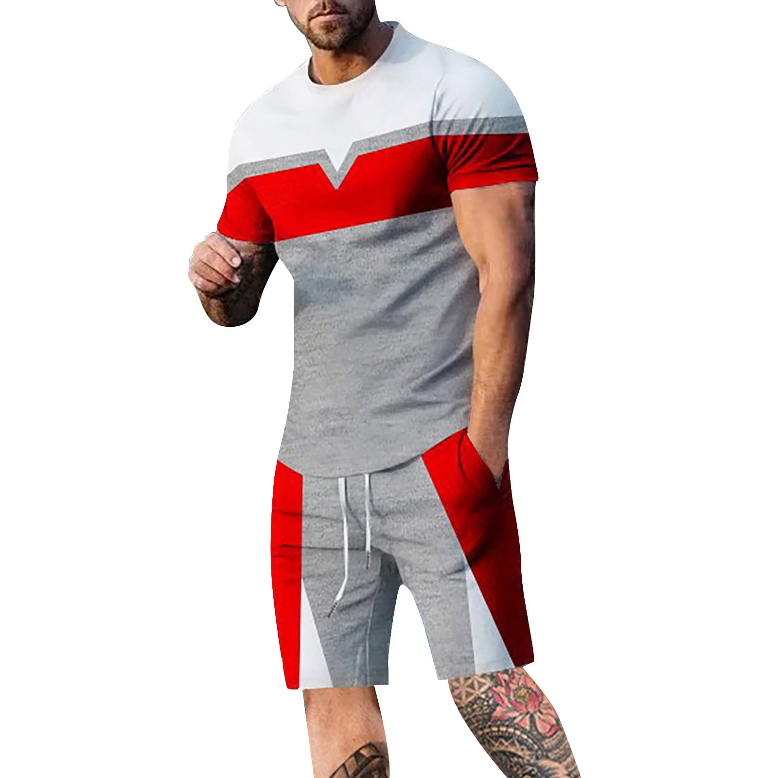 Cathalem Summer Outfits For Men Vacation Mens 2 Piece Short Sleeve