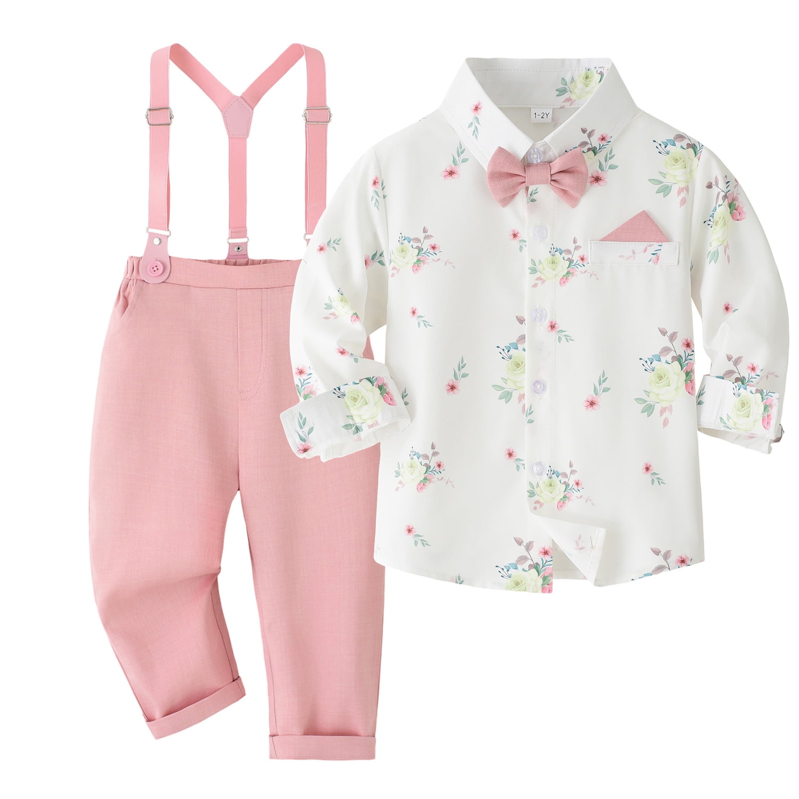 Cathalem Toddler Boy Boy Suit Boy Shirt with Bowtie/Suspender Pants ...