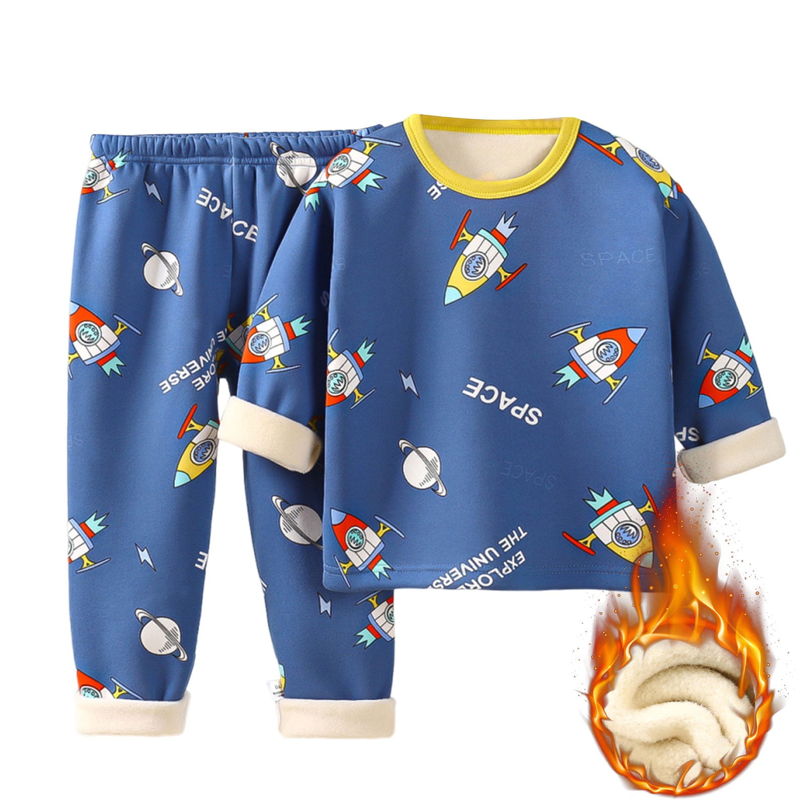 Cathalem Toddler Boys Girls Thermal Underwear Set Fleece Lined Base ...