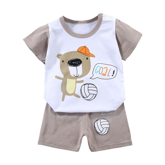 Cathalem Toddler Boys T-shirts Shorts Summer Striped Shirt Short Set(12 ...