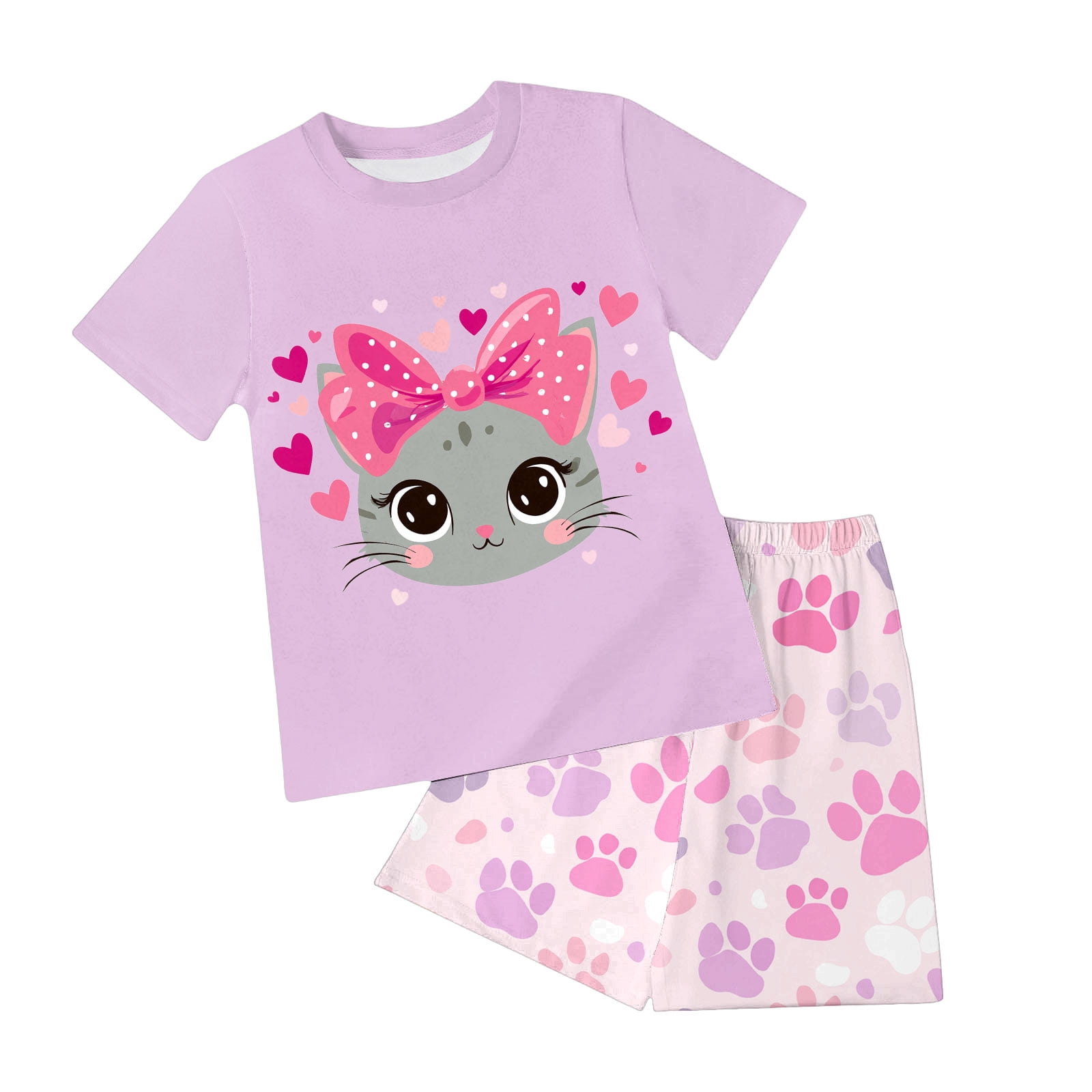 Cathalem Toddler Girls Summer Outfits Cotton T-Shirt Top Shorts ...
