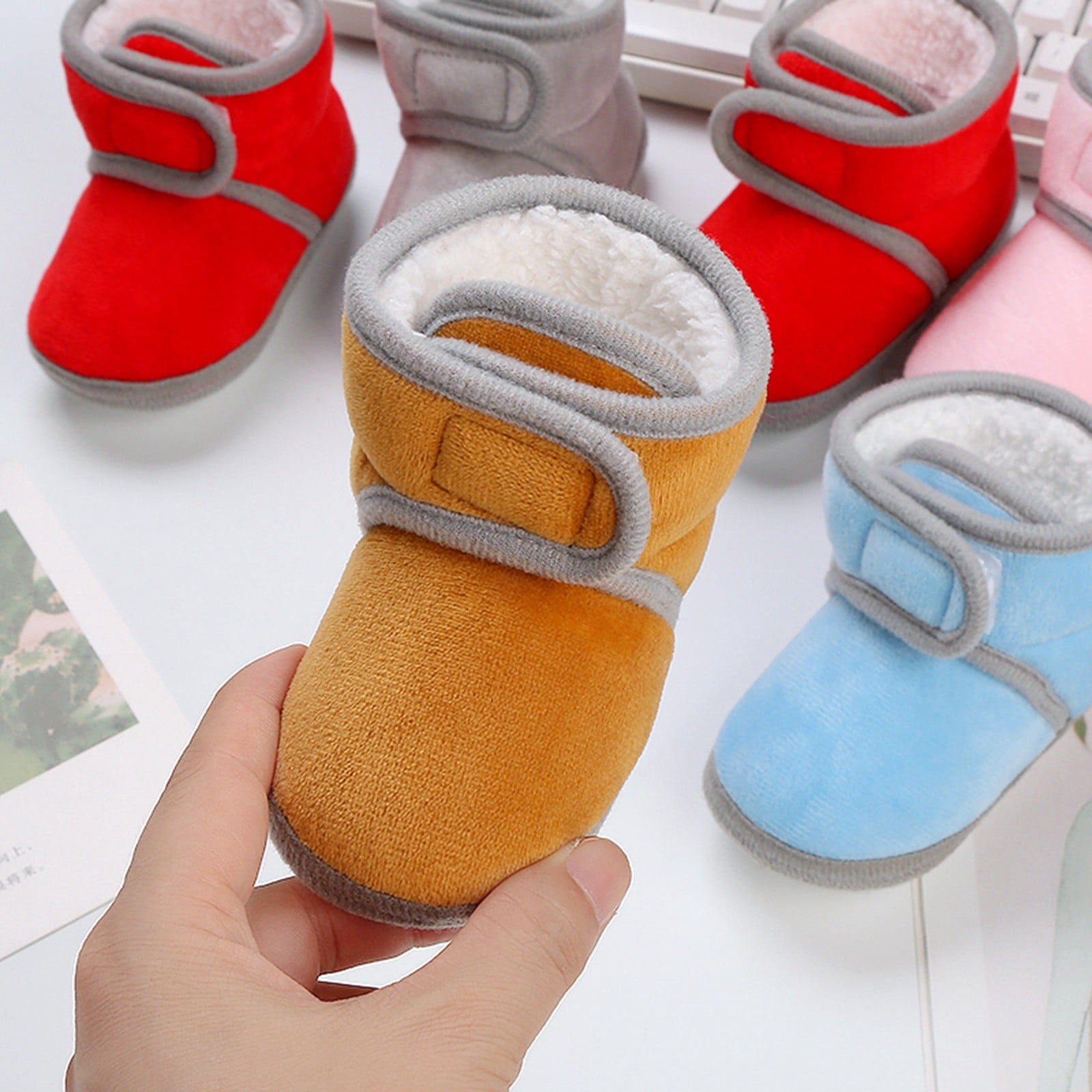 Cathalem Warm Winter Baby Baby Shoes Warm Booties Shoes Fashion Solid ...